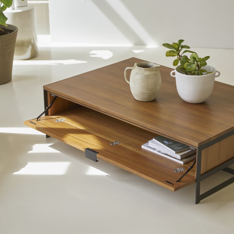 Solid acacia coffee table with storage Living room Coffee Tables Tikamoon