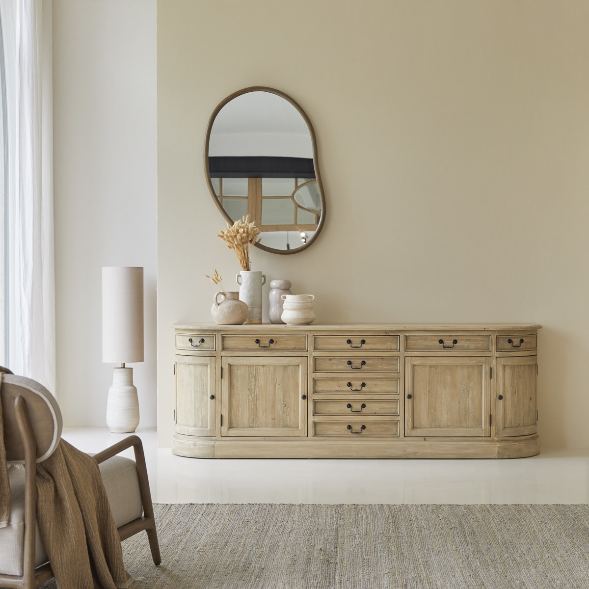 Celeste Credenza in legno di pino 225 cm