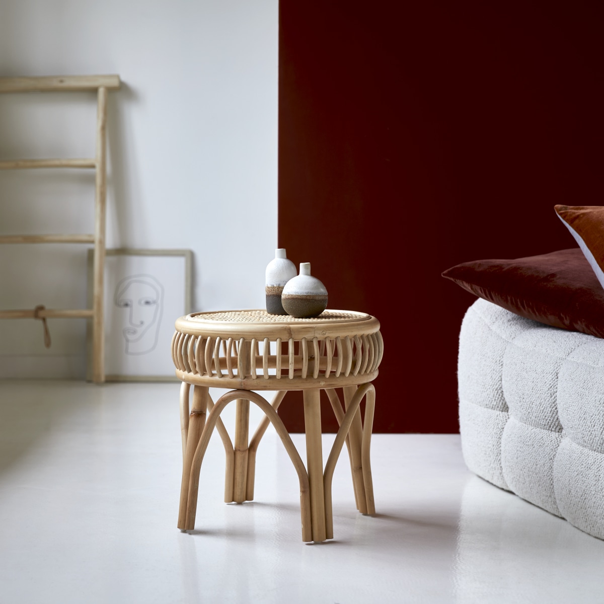 Round natural rattan bedside table 40 cm Bedroom furniture Tikamoon