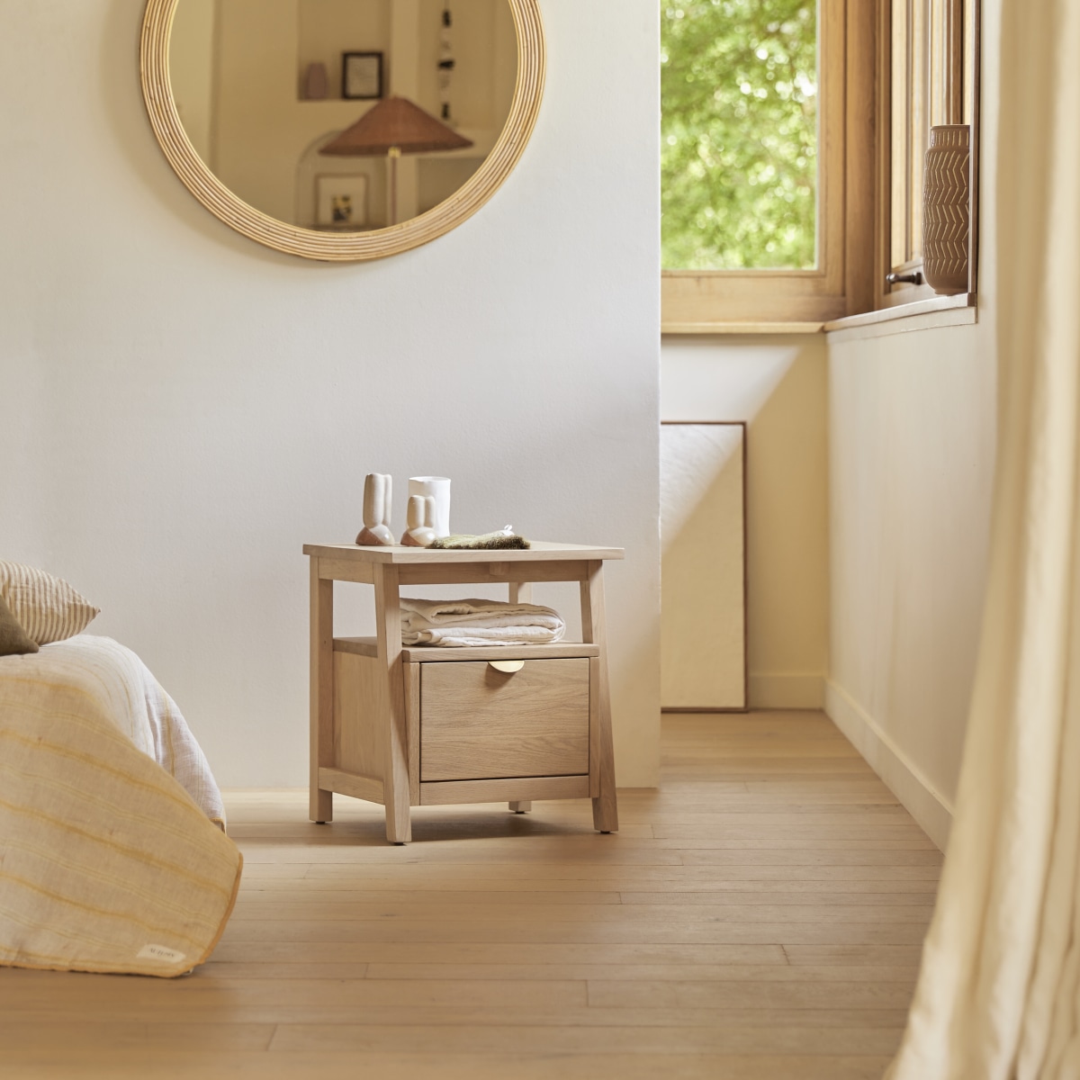 Solid oak Bedside table Bedroom Bedside Tables Tikamoon