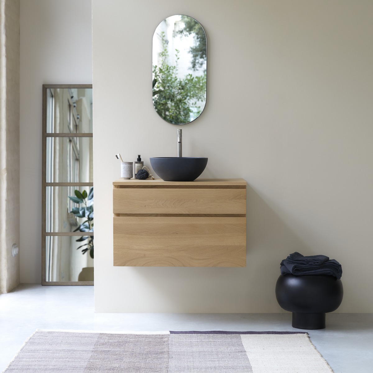 Jacob Massief eikenhouten badmeubel 80 cm - Badkamer - Tikamoon