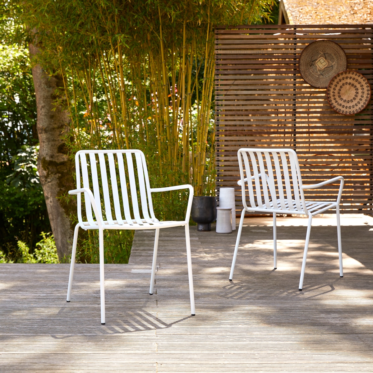 White metal chair with armrests Garden furniture Tikamoon