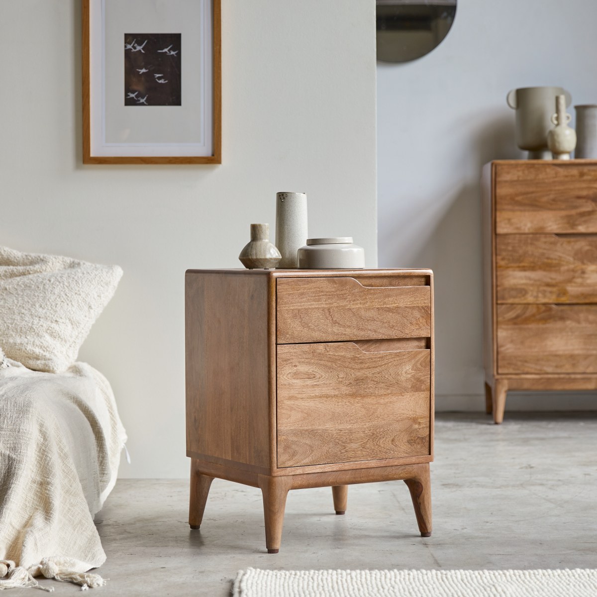 Solid wood bedside table store