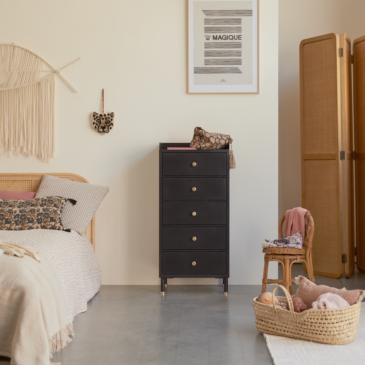 5 drawer metal chest of drawers Bedroom storage Tikamoon