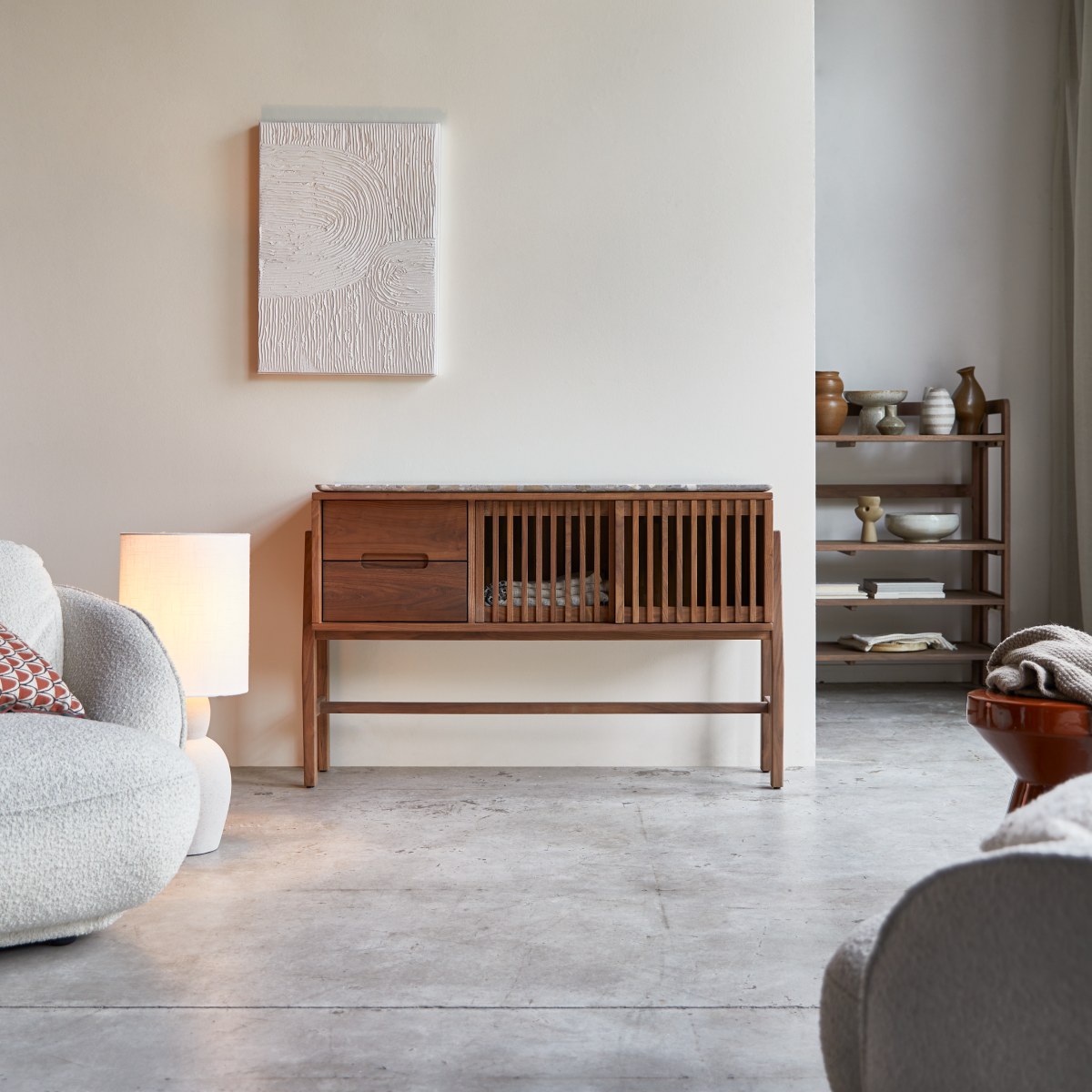 Solid walnut and premium terrazzo console table - Living room / Console ...