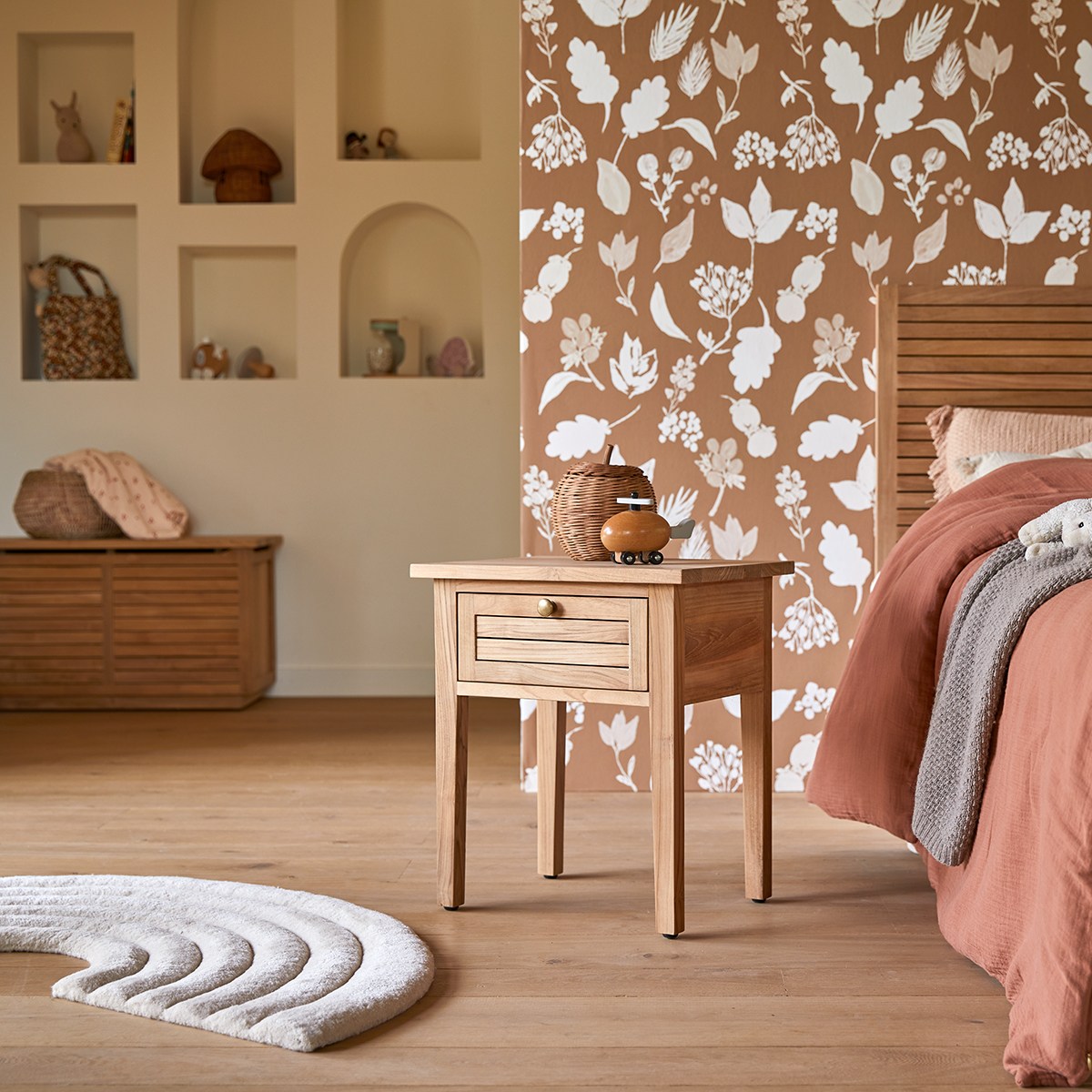 Children's teak 1-drawer bedside table Suzette - Bedroom furniture - Tikamoon