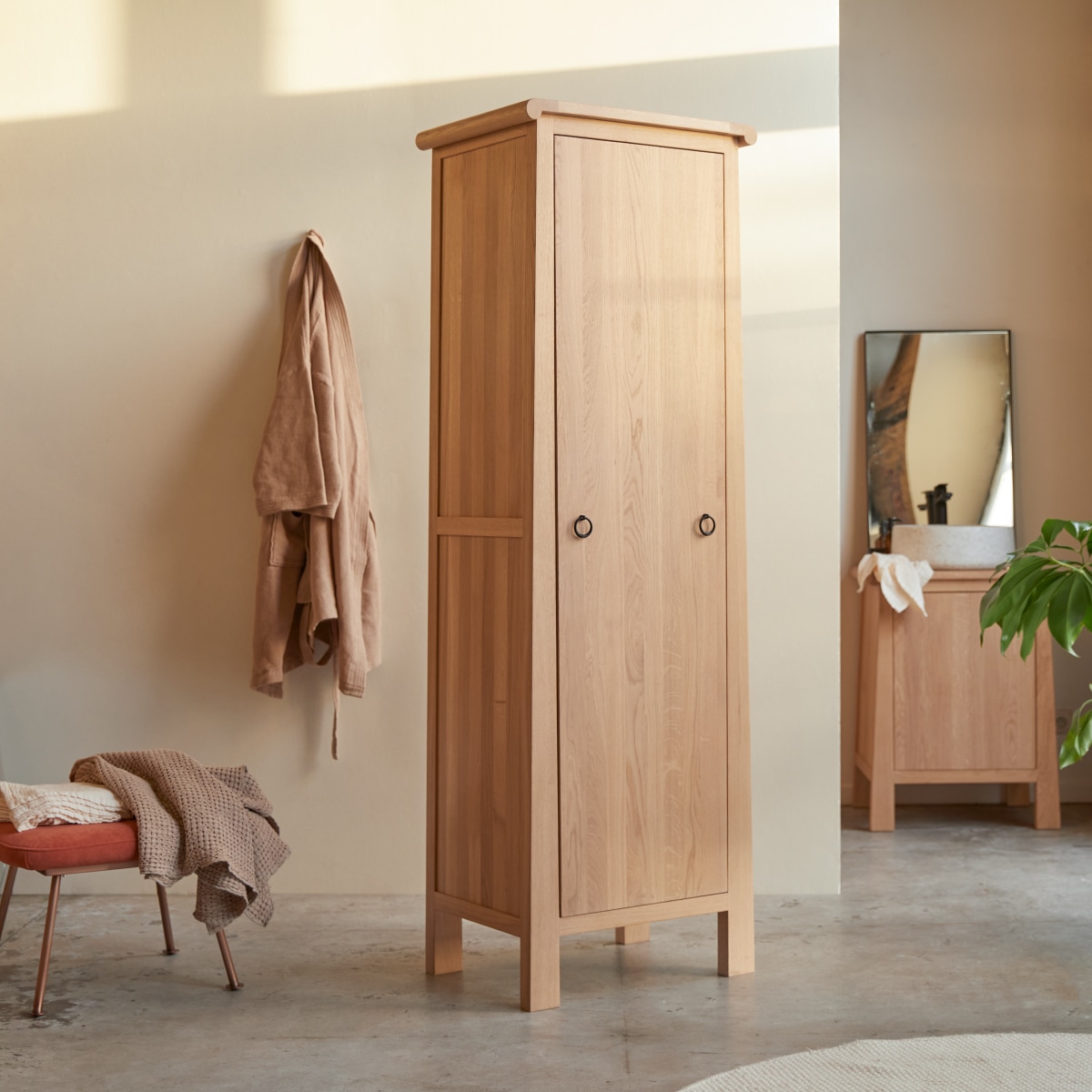Volute Solid oak tall bathroom cabinet