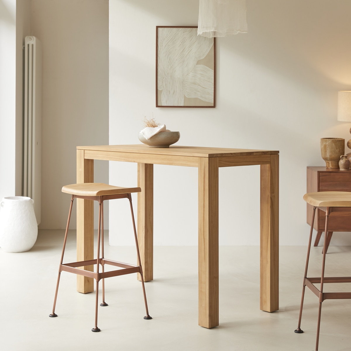 Teak bar table 120 x 60 cm Living room furniture Tikamoon