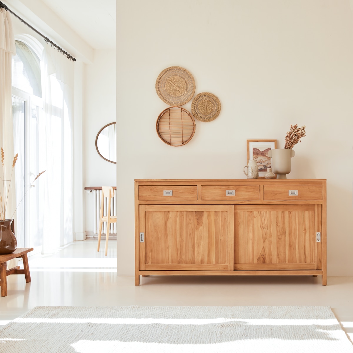 Teak sideboard Coffee Tek Slide solid wood sideboard at Tikamoon