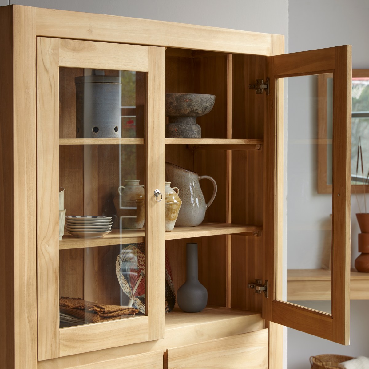 Teak wood cabinets store