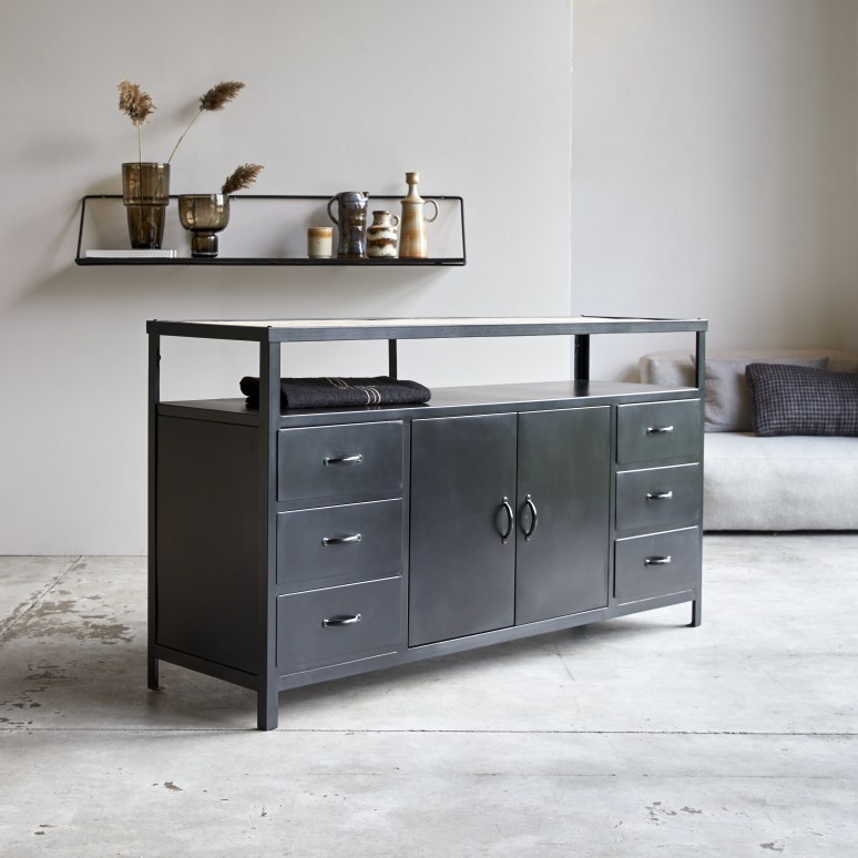 Industrial style TV unit in metal Industrial style TV stand Tikamoon
