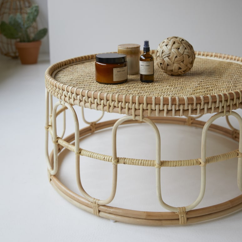 Circular rattan coffee table store