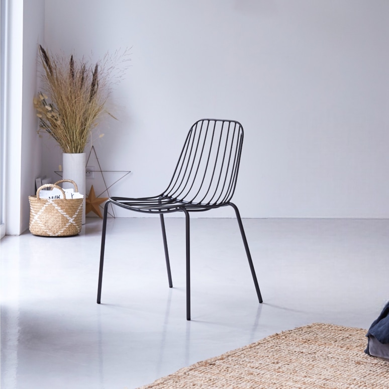 Dark grey metal chair Sale of dark grey living room seating at Tikamoon