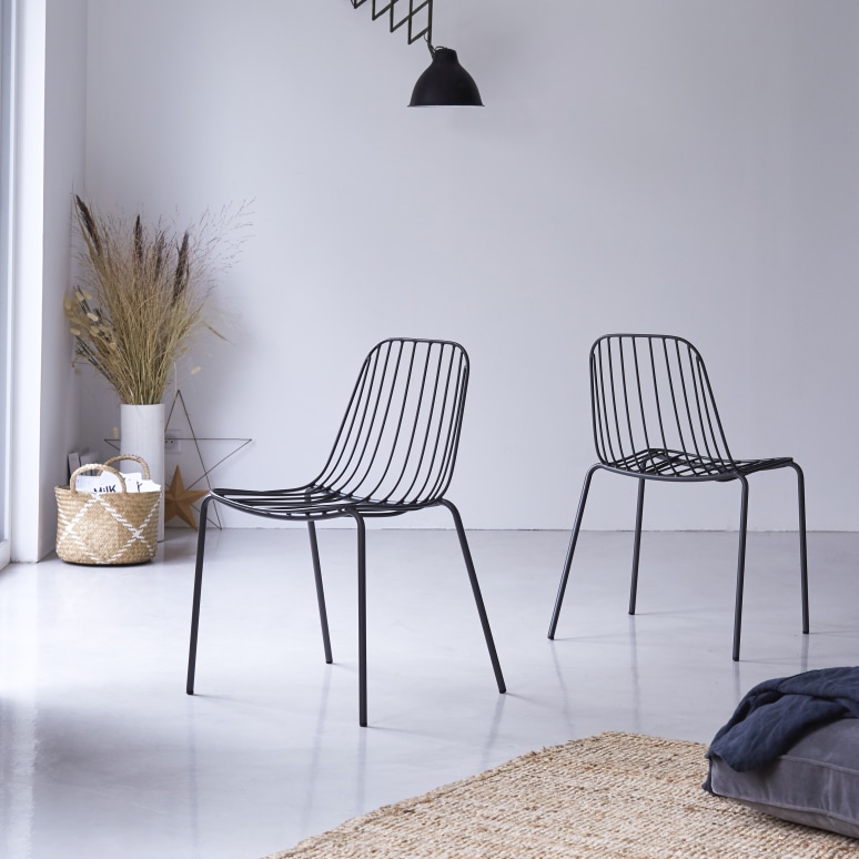Dark grey metal chair - Sale of dark grey living room seating at Tikamoon