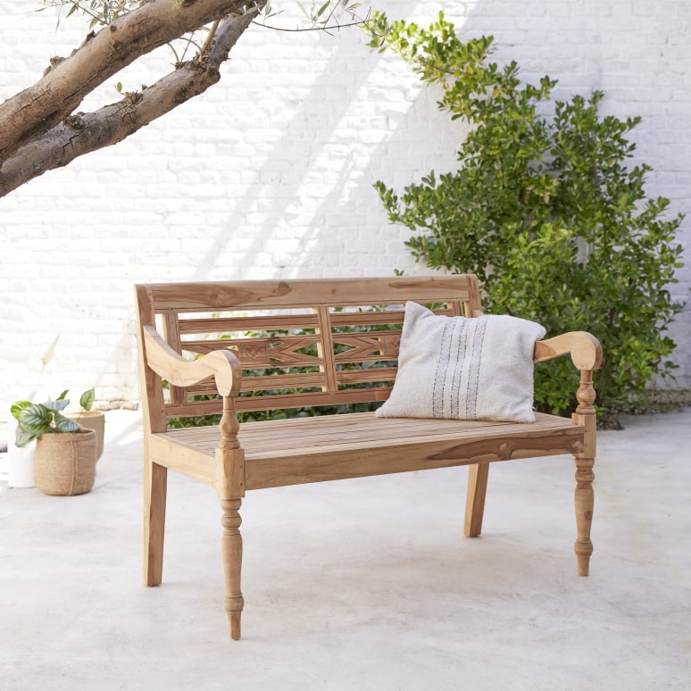 Solid teak bench 120 cm - 2-seater garden seating - Tikamoon