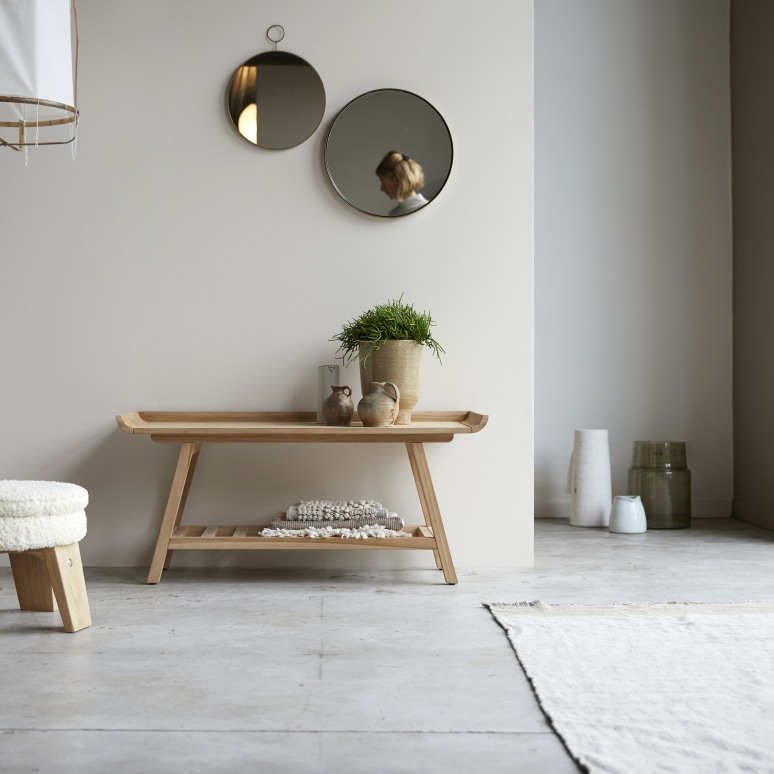 Teak low console table 110 - Wood furniture for the living room - Tikamoon