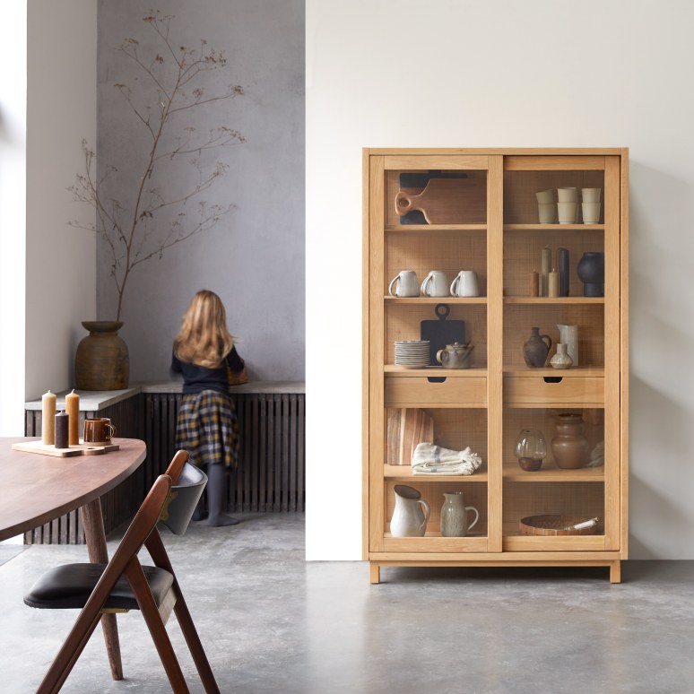 Solid oak storage unit store