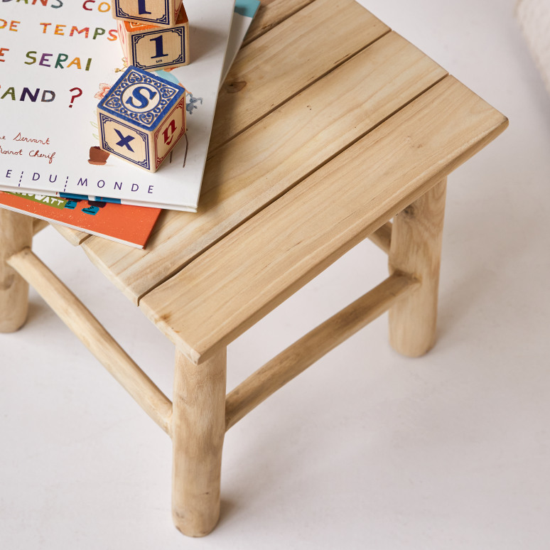 Square teak children s bedside table 30 cm Bedroom furniture Tikamoon