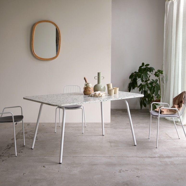 Metal and green premium terrazzo table 160 cm Dining room furniture Tikamoon