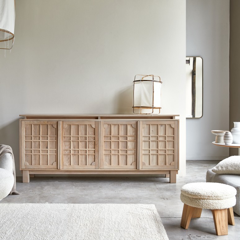 Oak sideboard 220 cm Dining room storage furniture Tikamoon