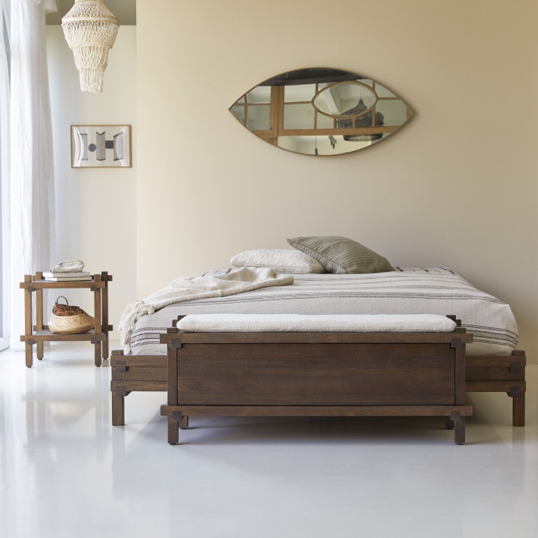 Voeteneind-bank van mangohout 120 cm - Opbergruimte voor slaapkamer ...