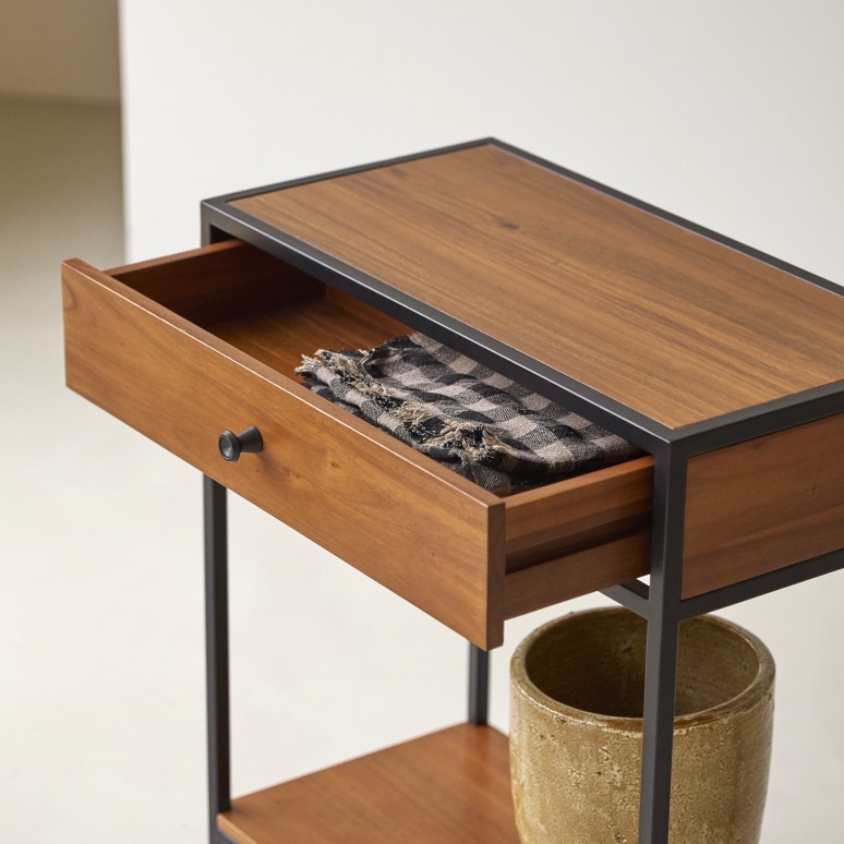 Agra 1 drawer solid acacia and metal console table Living room Console table Tikamoon