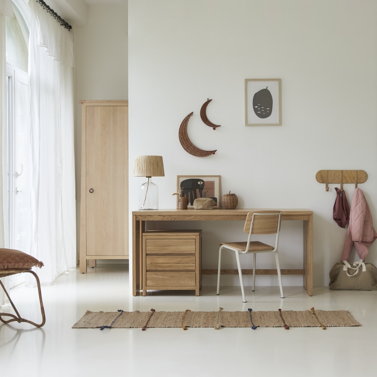 Kids solid oak desk - Child / Desk & Shelf - Tikamoon