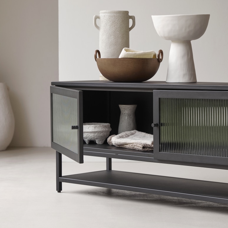 Metal TV stand 120 cm Living room storage furniture Tikamoon