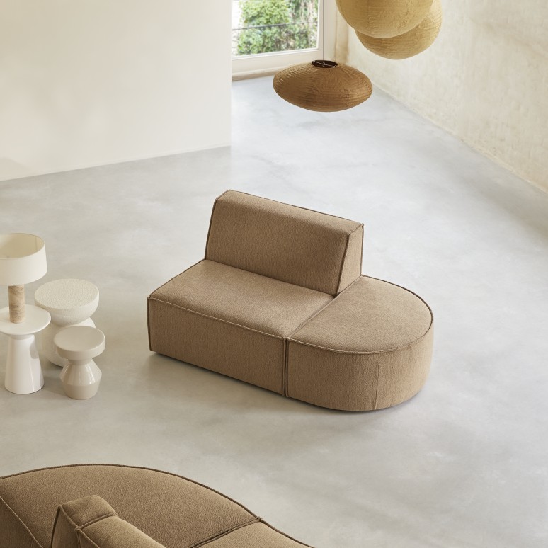 Modular two-seater lounge chair in camel-coloured fabric - Tikamoon