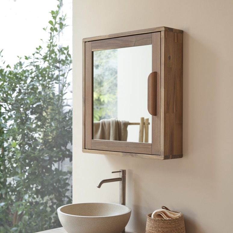 Mobile a specchio in acacia 60 cm - Specchi per il bagno - Tikamoon