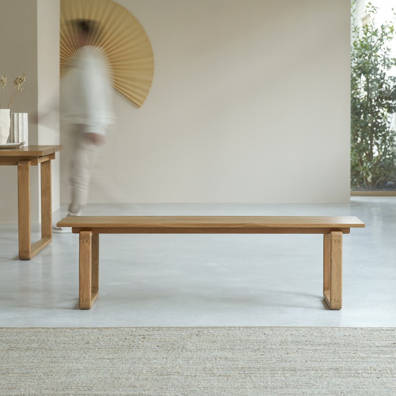 Solid oak bench 160 cm - Seats 3 - Tikamoon