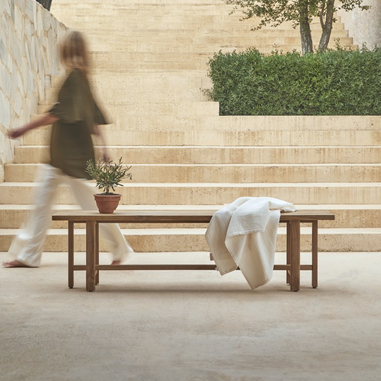 Garden bench in reclaimed teak for three people - Garden furniture ...