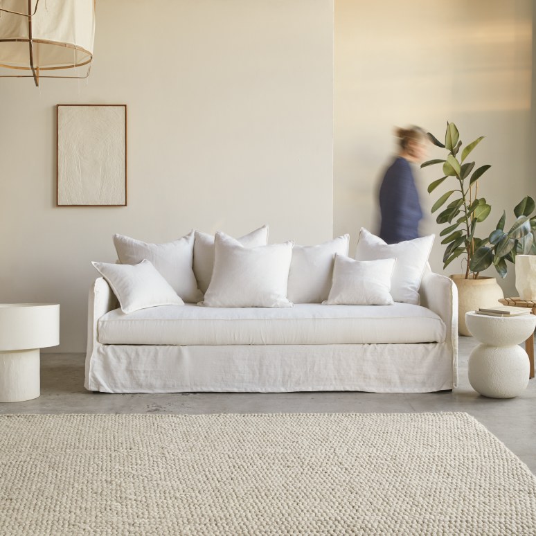 Divano 5 posti in lino bianco Ariane - Seduta per il soggiorno - Tikamoon